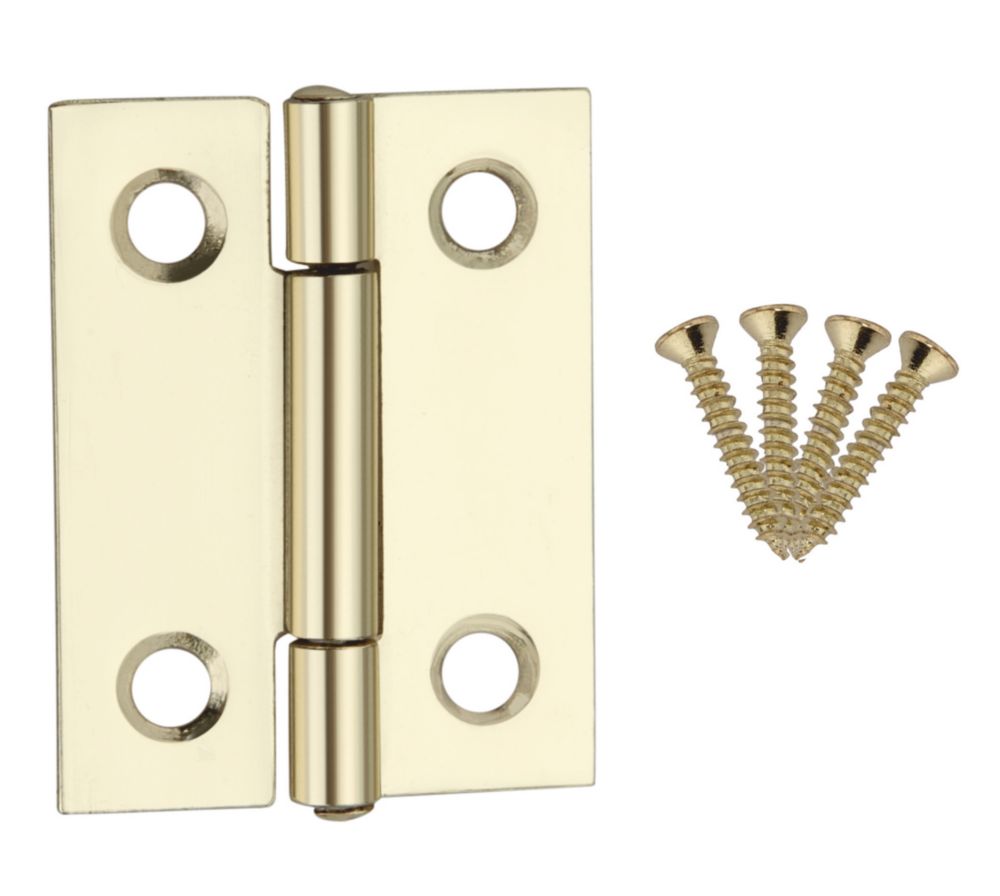 Smith & Locke Polished Brass Door Hinge 38mm x 30mm 2 Pack - Screwfix