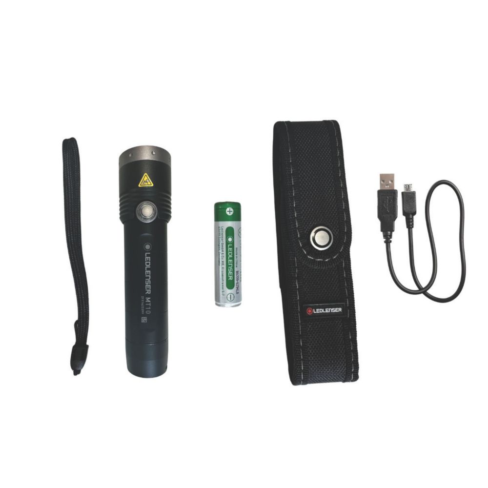 LEDlenser MT10 Rechargeable LED Torch Black 1000lm - Screwfix