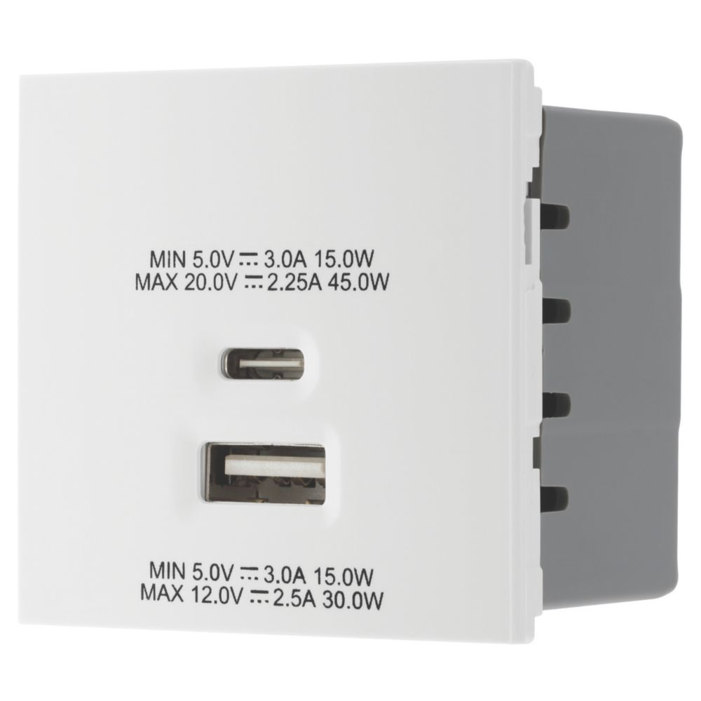 British General Euro Module Modular 3A 45W 2-Outlet Type A & C USB ...