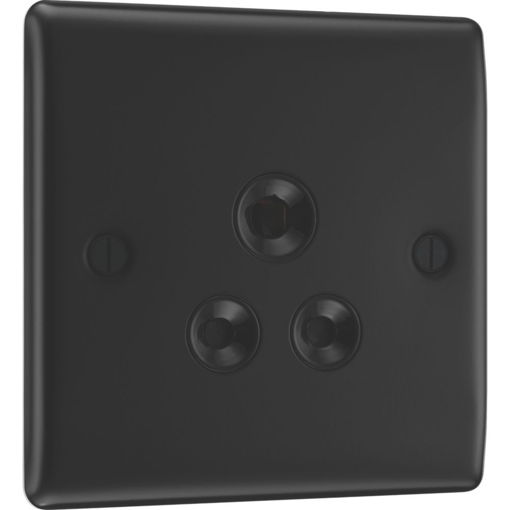 British General Nexus Metal 5a 1 Gang Unswitched Round Pin Socket Matt