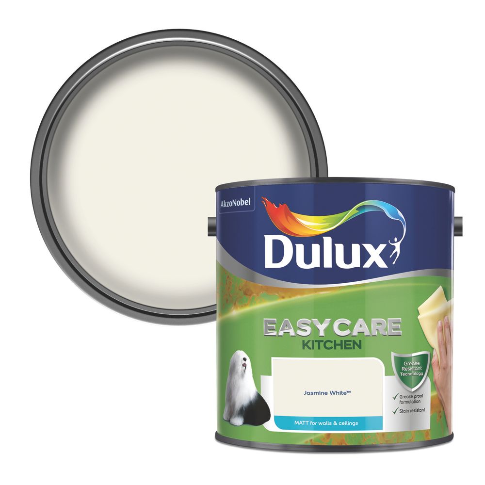 Dulux Easycare 2.5Ltr Jasmine White Matt Emulsion Kitchen Paint - Screwfix