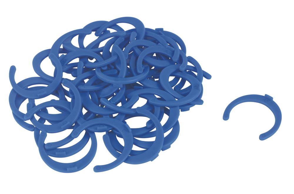 FloPlast FloFit+ Plastic Collet Clips Blue 22mm 50 Pack - Screwfix