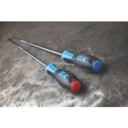 OX Pro Slotted / PZ Long Reach Screwdriver Set 2 Pieces - Screwfix