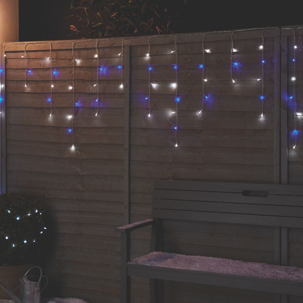 300 LED Indoor & Outdoor Blue & White Icicle Christmas Lights - Screwfix