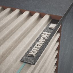 Homelux 9mm Straight Aluminium Tile Trim Hammered Dark Grey 2.5m - Screwfix