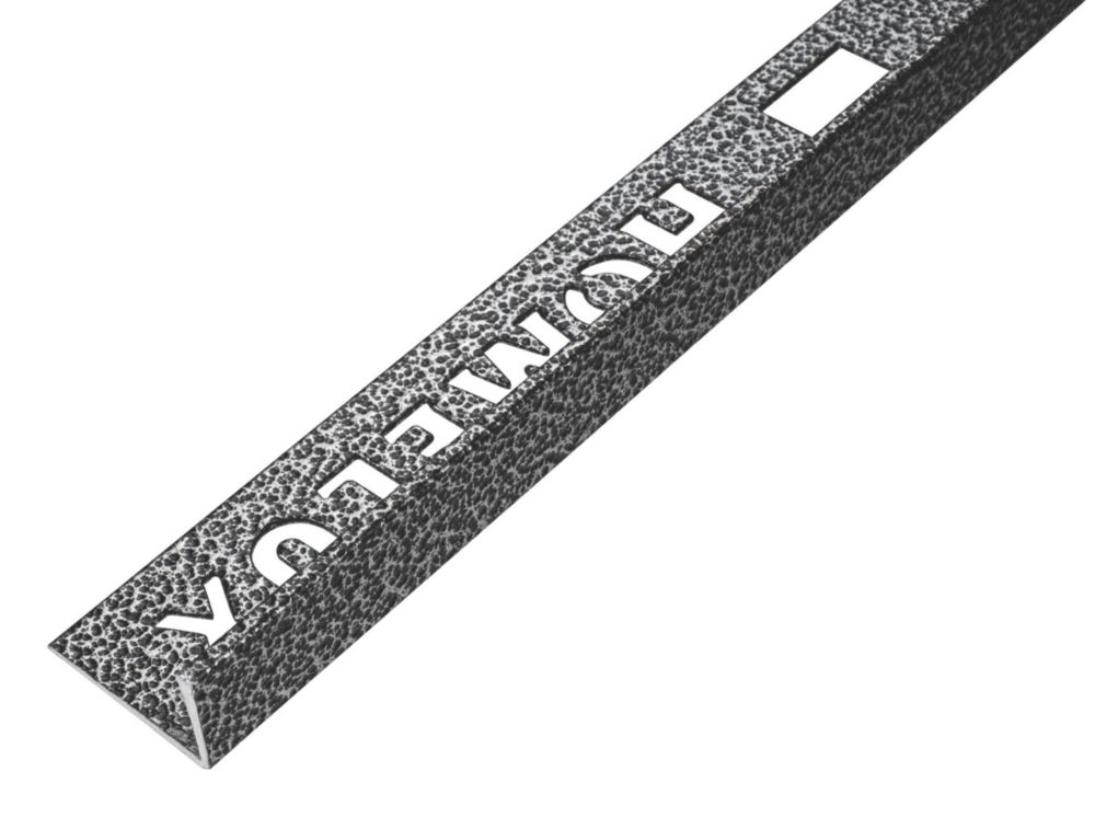 Homelux 9mm Straight Aluminium Tile Trim Hammered Dark Grey 2.5m - Screwfix