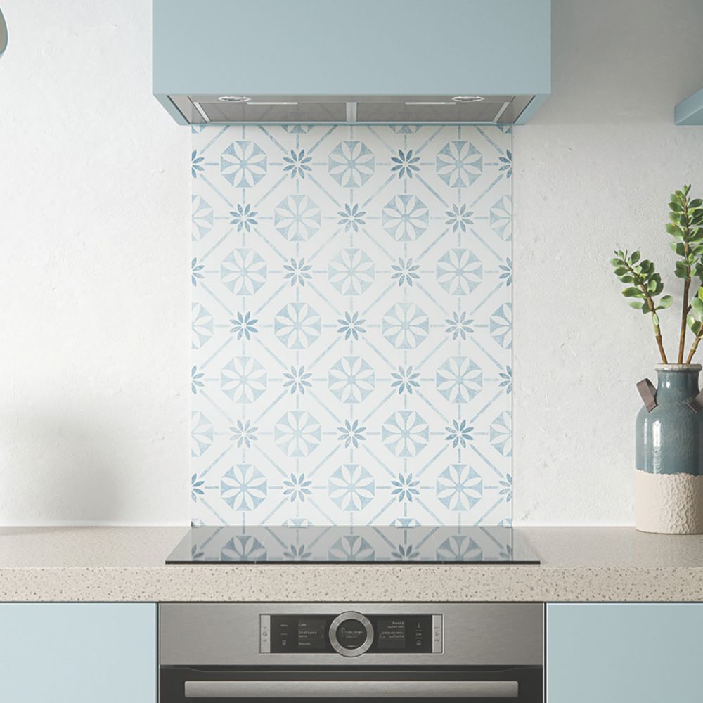 House Beautiful Heritage Blue Kitchen Splashback 600mm x 750mm x 6mm ...