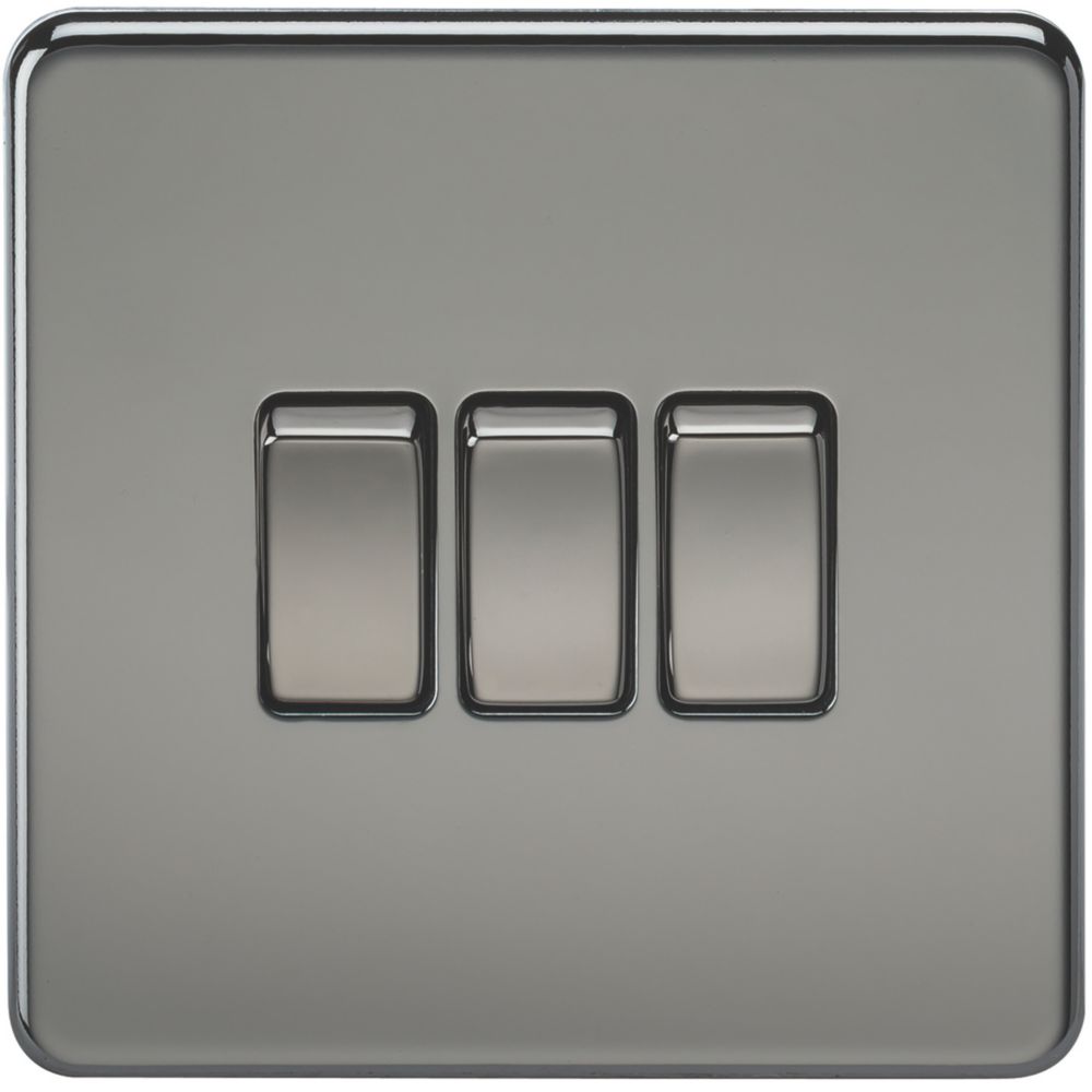 Knightsbridge 10AX 3-Gang 2-Way Light Switch Black Nickel - Screwfix