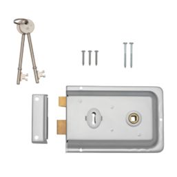 Smith & Locke Rim Lock Satin Nickel 154mm x 107mm - Screwfix