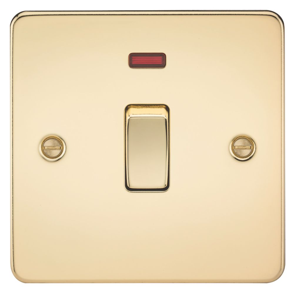 Knightsbridge 20A 1-Gang DP Control Switch Polished Brass with LED ...