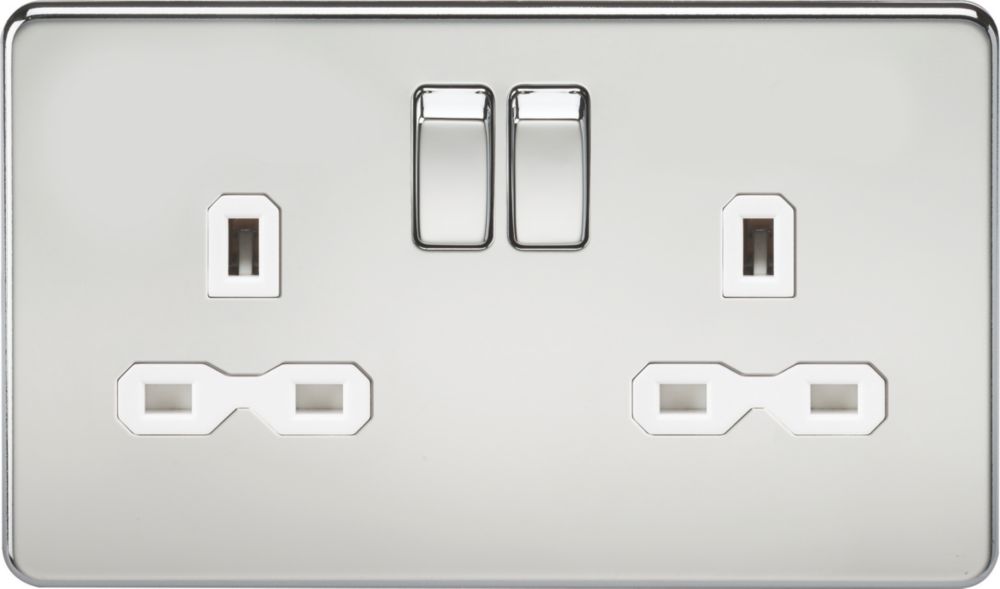 Knightsbridge 13A 2-Gang DP Switched Double Socket Polished Chrome with ... Knightsbridge 13A 2-Gang DP Switched Double Socket Polished Chrome with ...
