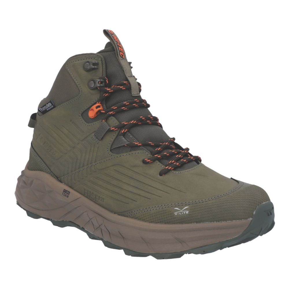 Hi-Tec Fuse Trek Mid Size 10 Light Olive Waterproof Non Safety Work ...