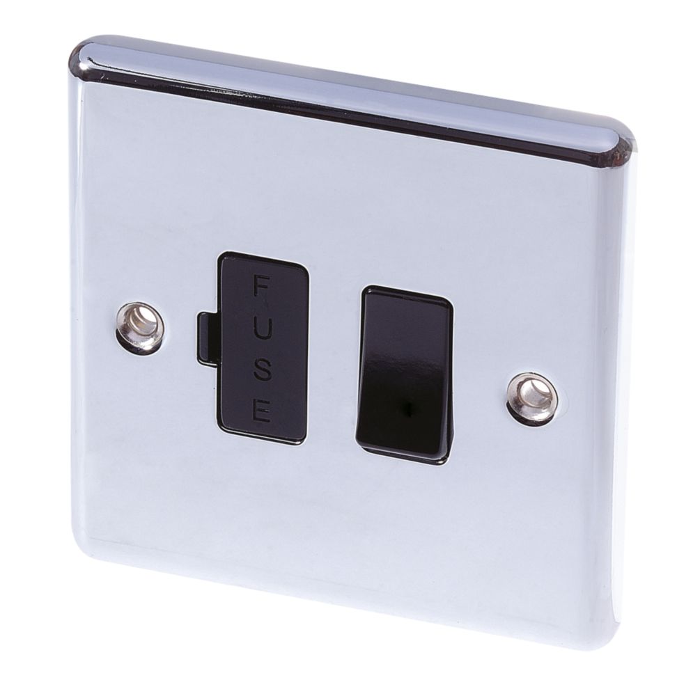 LAP 13A Switched Fused Spur Polished Chrome with Black Inserts | Fused ...