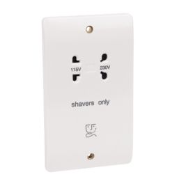 MK Logic Plus 2-Gang Dual Voltage Shaver Socket 115 / 230V White - Screwfix