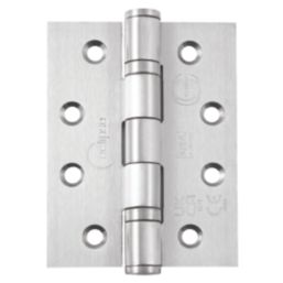 Eclipse Satin Stainless Steel Grade 14 Fire Rated Ball Bearing Hinges 102mm x 76mm 2 Pack - Screwfix