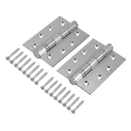 Eclipse Satin Stainless Steel Grade 14 Fire Rated Ball Bearing Hinges 102mm x 76mm 2 Pack - Screwfix