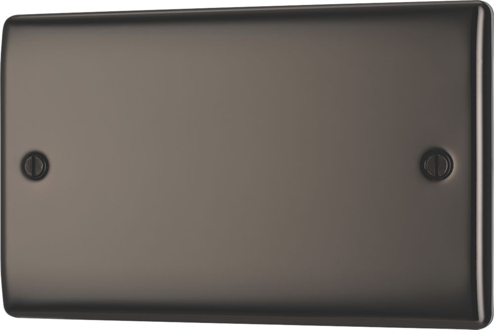 British General Nexus Metal 2-Gang Blanking Plate Black Nickel - Screwfix