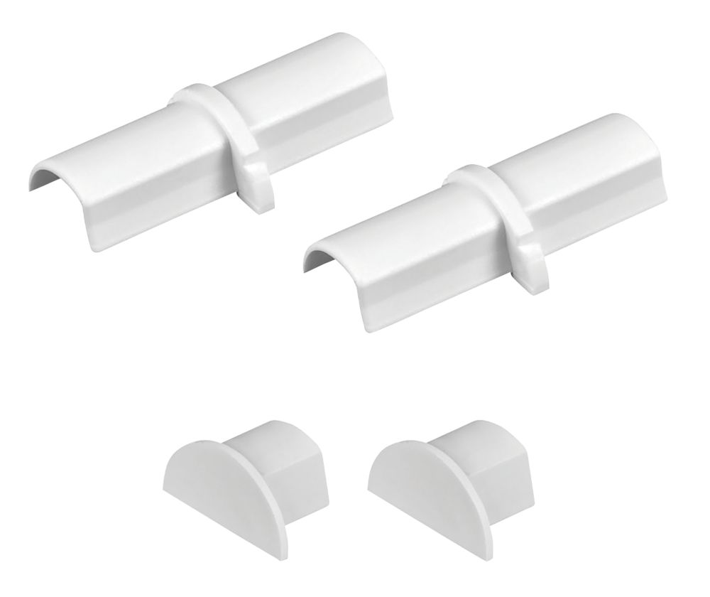 D-Line Plastic White Micro Trunking Coupler & End Cap Pack 4 Pcs - Screwfix