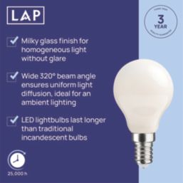 LAP E14 Mini Globe LED Light Bulb Milky 470lm 2.9W 4 Pack - Screwfix