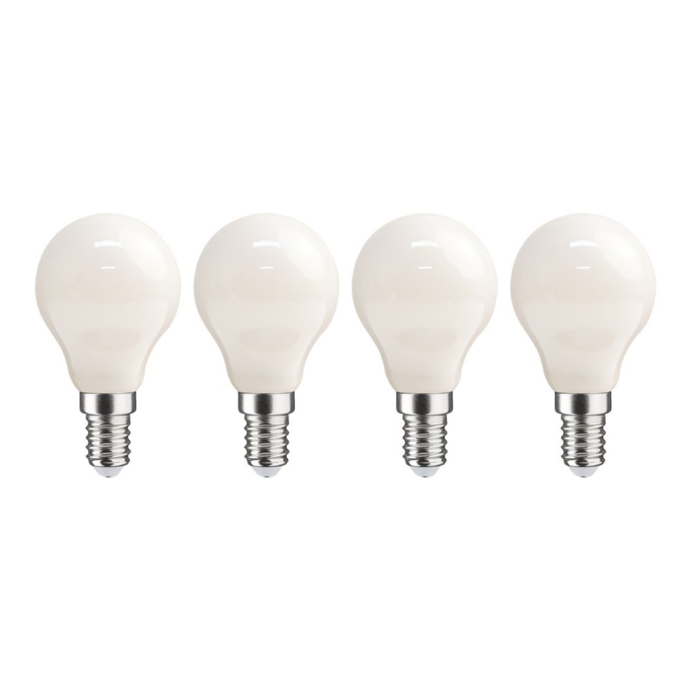 LAP E14 Mini Globe LED Light Bulb Milky 470lm 2.9W 4 Pack - Screwfix