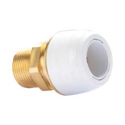 Hep2O Plastic Push-Fit Adapting Keyless Male Coupler 22mm x 3/4" - Screwfix