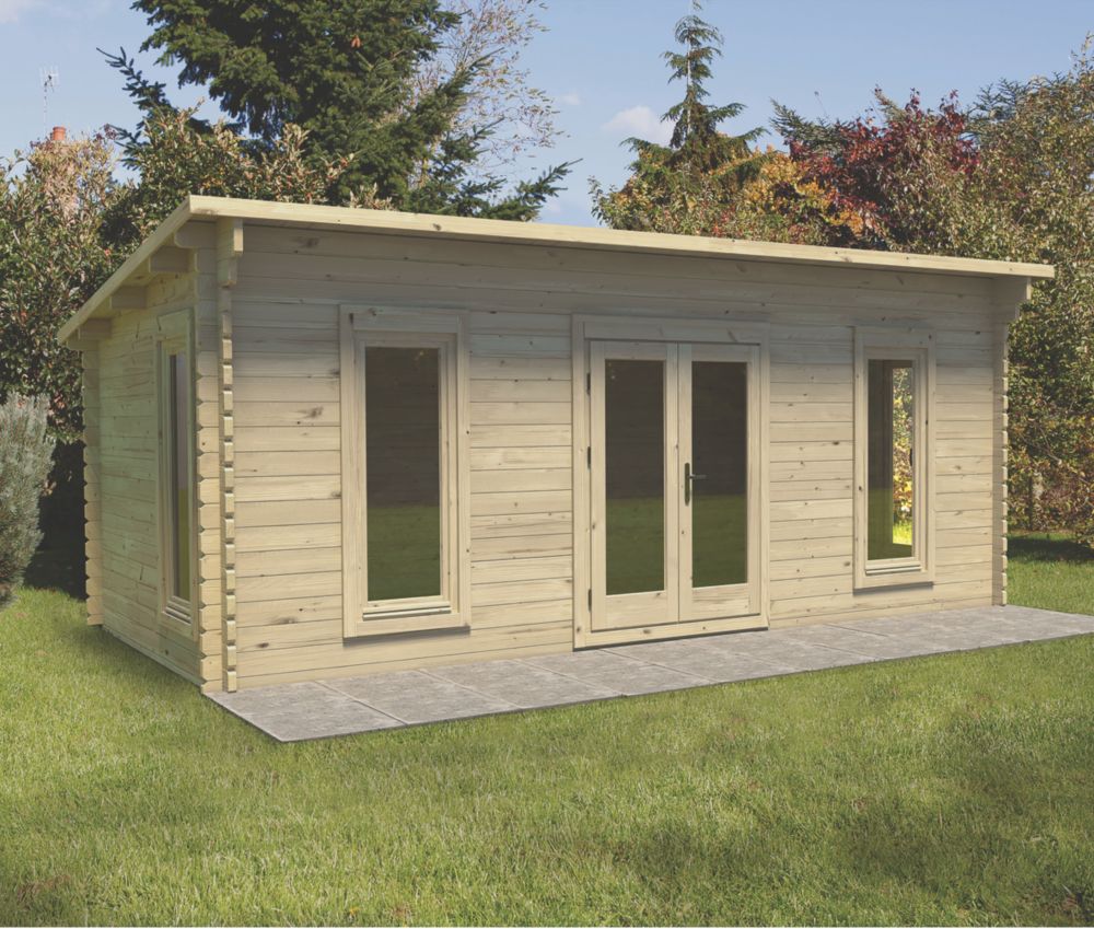 Forest Arley 19' 6" x 10' (Nominal) Pent Timber Log Cabin with Assembly ...
