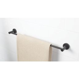 Bristan Round Towel Rail Black 595mm x 72mm x 48mm - Screwfix