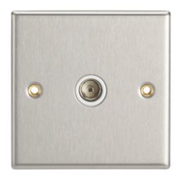 Contactum iConic 1-Gang Female Coaxial TV Socket Brushed Steel with ...