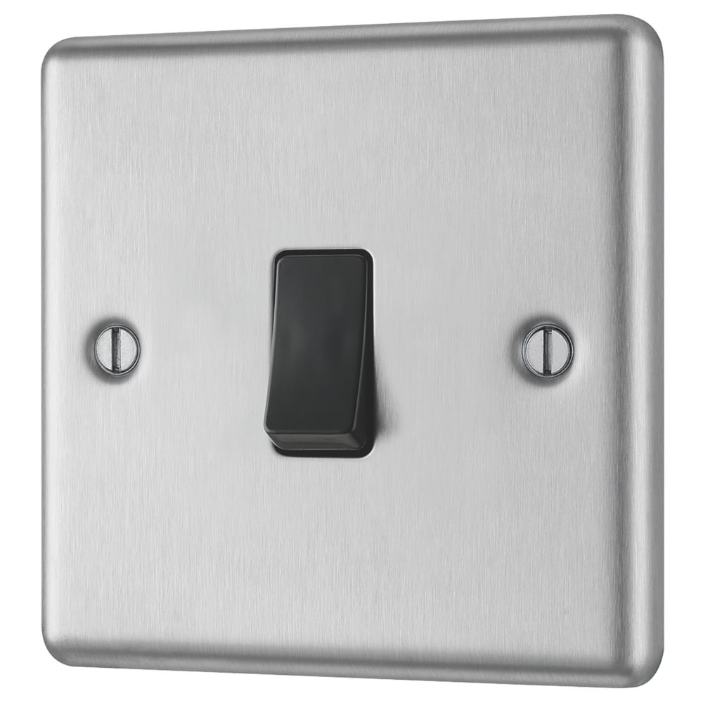 LAP 10AX 1-Gang Intermediate Switch Brushed Stainless Steel with Black ...
