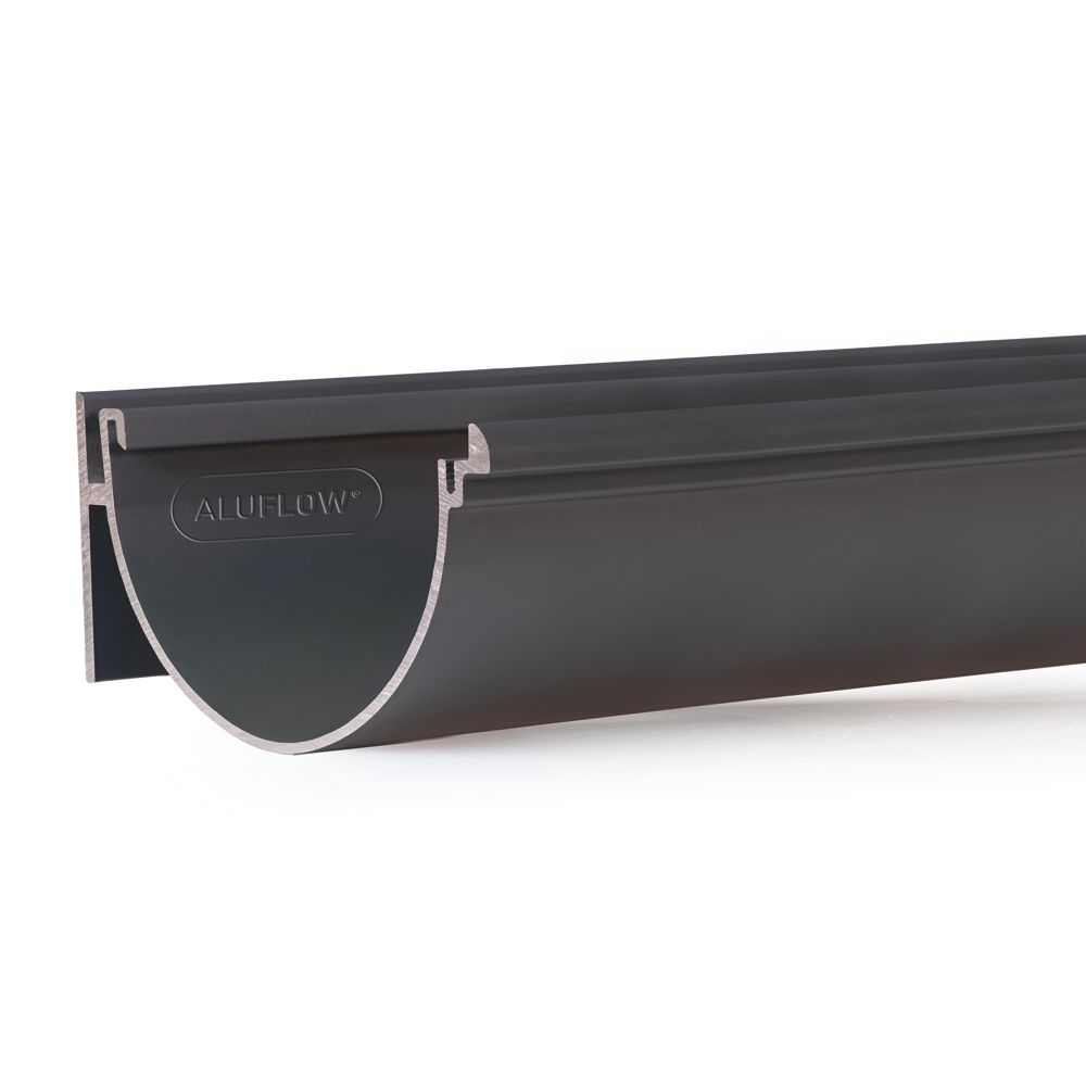 Aluflow Aluminium Half Round Deep Gutter Length Grey 115mm x 2m - Screwfix