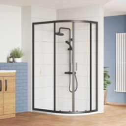 ETAL Framed Offset Quadrant Shower Enclosure & Tray RH Matt Black ...