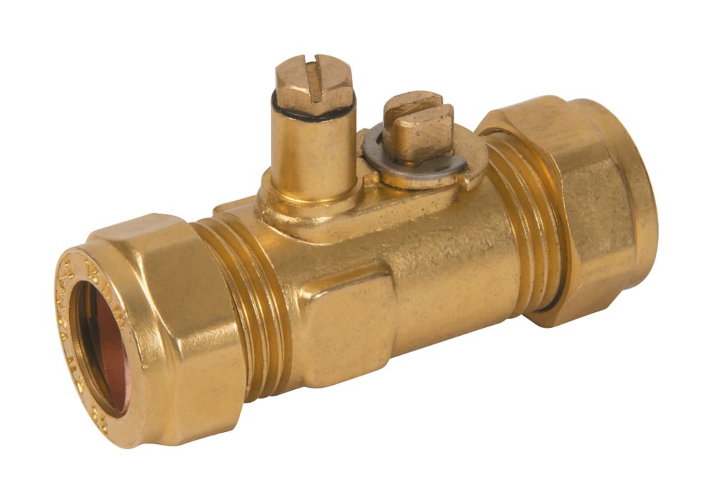 Essentials Gas Isolating Valve & Test Point 15mm x 15mm - Screwfix