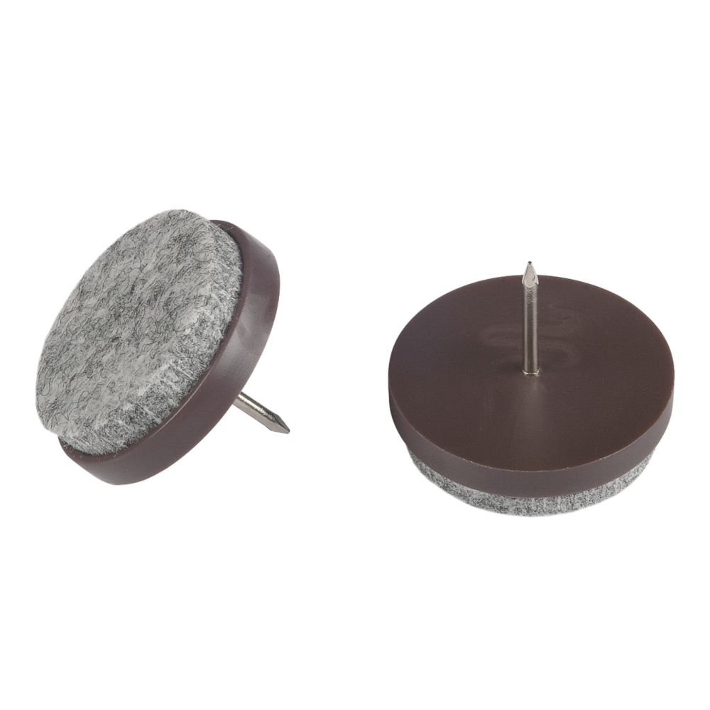 Fix-O-Moll Brown Round Pinned Felt Gliders 28mm x 28mm 16 Pack - Screwfix