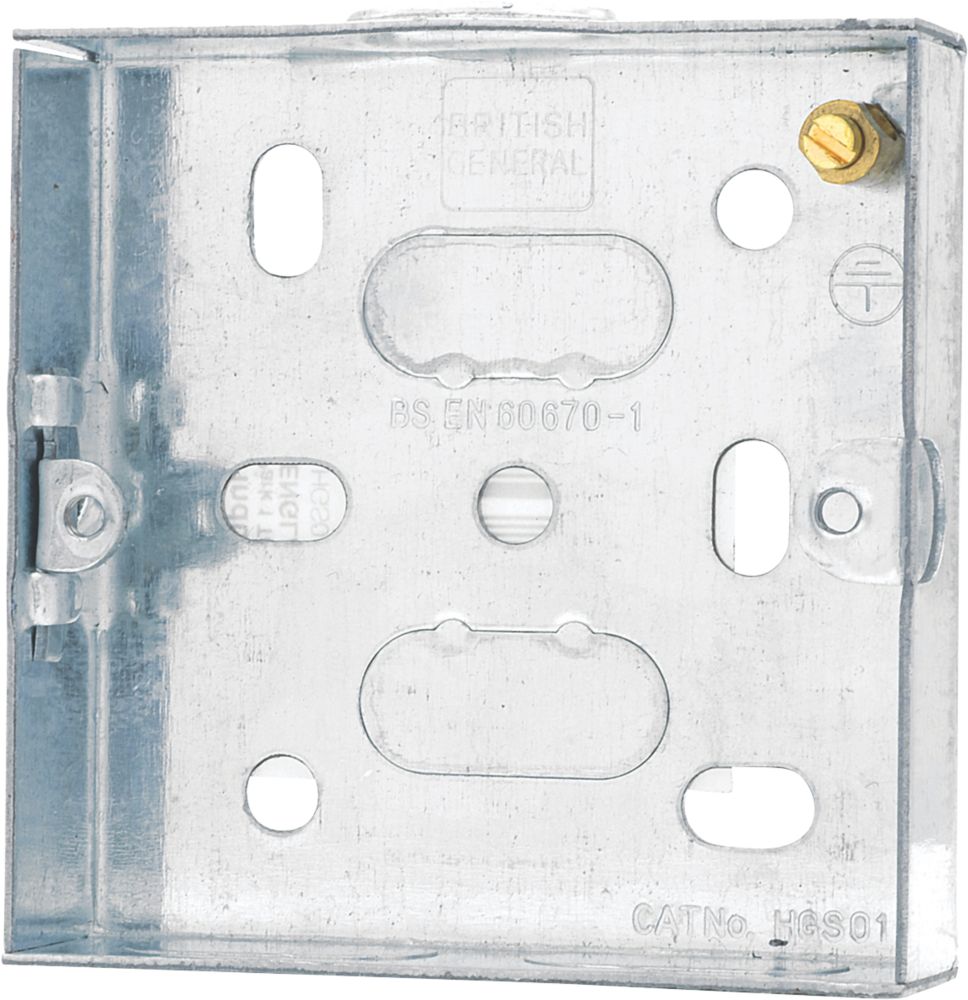 British General 1-Gang Galvanised Steel Back Box 16mm - Screwfix