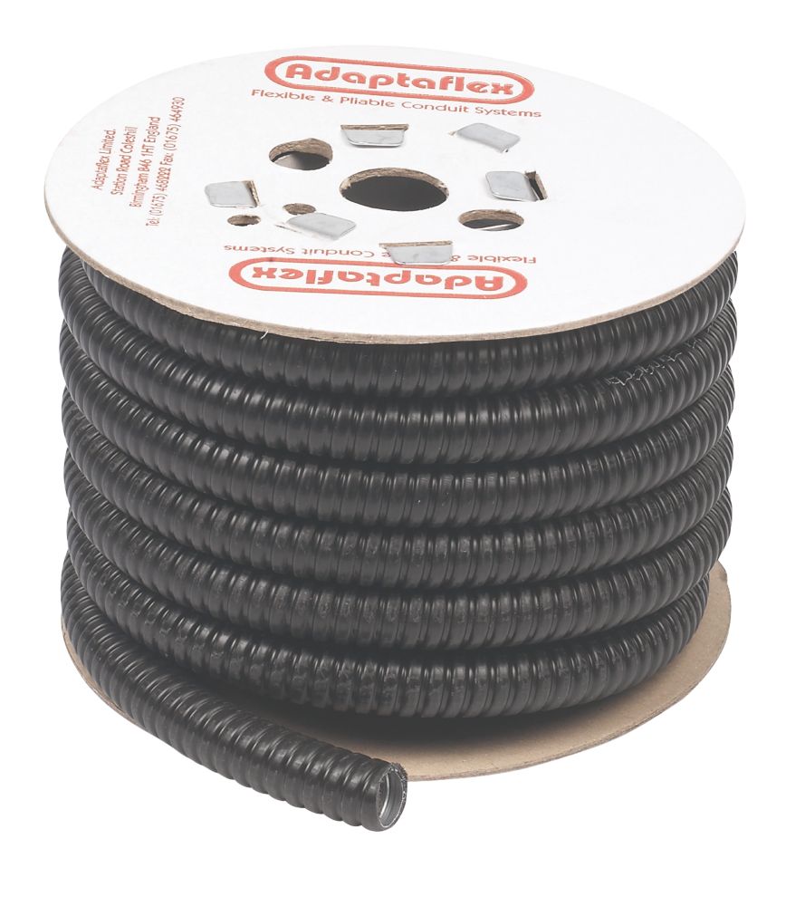 Adaptaflex PVC Covered Liquid-Resistant Conduit 20mm x 10m Black - Screwfix