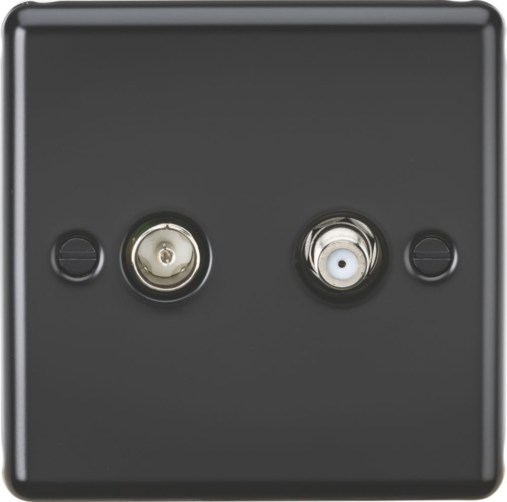 Knightsbridge 1-Gang Coaxial TV & F-Type Satellite Socket Matt Black ...