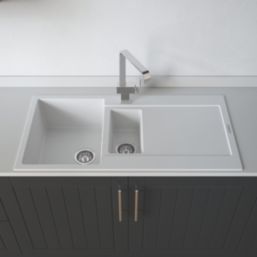 Carysil GD150-WH 1.5 Bowl Granite Composite Kitchen Sink White ...