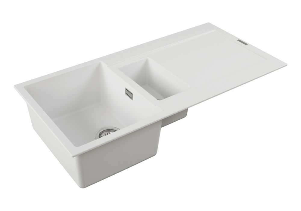 Carysil GD150-WH 1.5 Bowl Granite Composite Kitchen Sink White ...