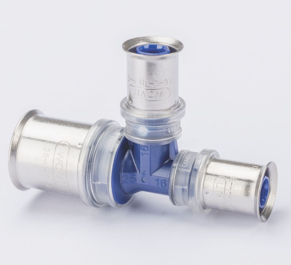 Wavin Tigris K5 Multi-Layer Composite Press-Fit Reducing Tees 25mm x 16mm x 16mm 10 Pack - Screwfix