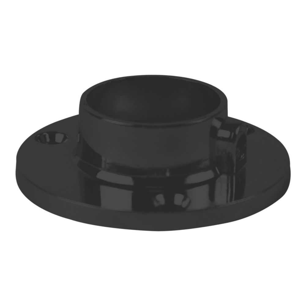 Essentials Rail End Sockets Black 25mm 2 Pack - Screwfix