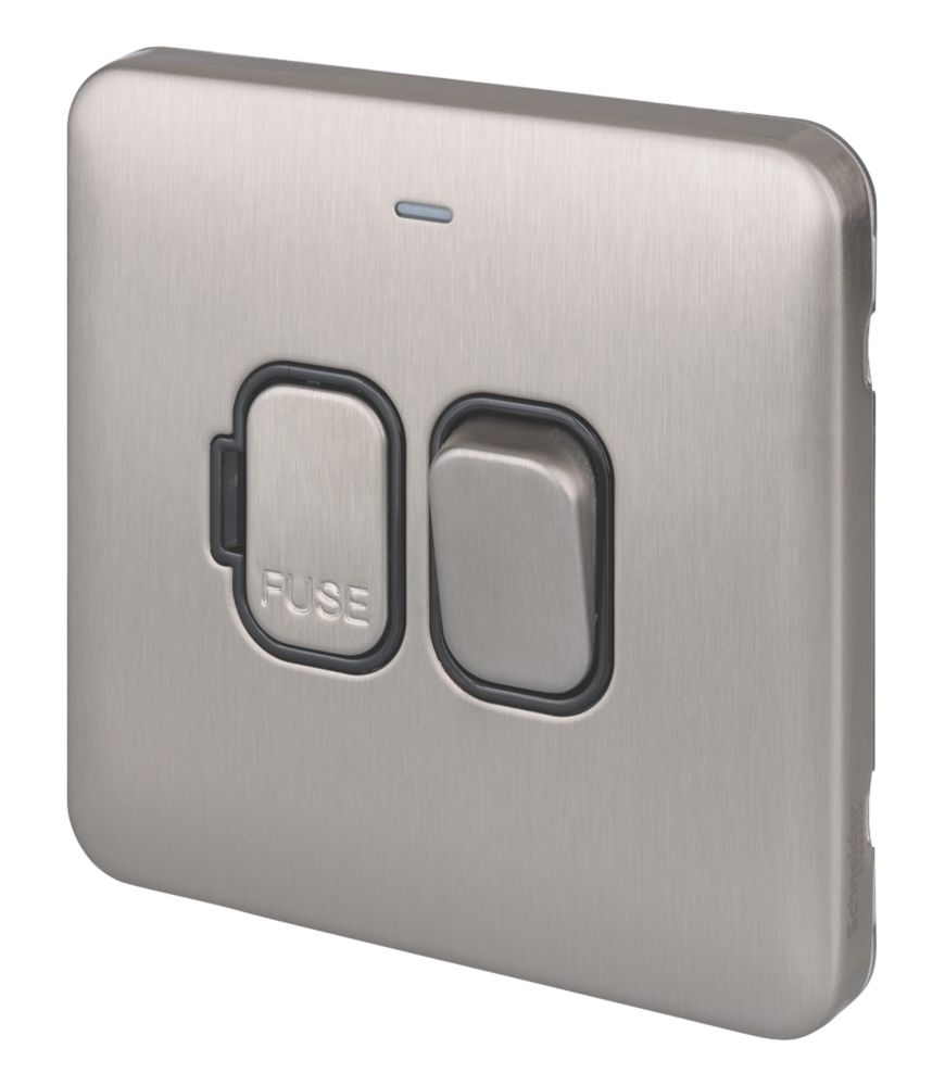 Schneider Electric Lisse Deco 13A Switched Fused Spur with LED Brushed ...