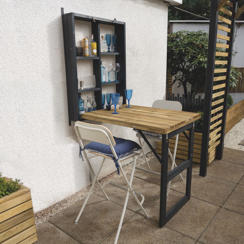 Forest Fold Down Timber Garden Wall Bar 1830mm x 770mm - Screwfix