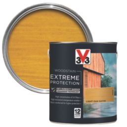 V33 2.5Ltr Light Oak Satin Solvent-Based Exterior Wood Stain - Screwfix