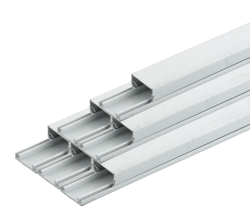 Tower uPVC White Maxi Trunking 25mm x 16mm x 3m 30 Pack | Mini Trunking ...