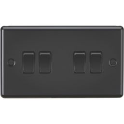 Knightsbridge 10AX 4-Gang 2-Way Light Switch Matt Black with Black ...