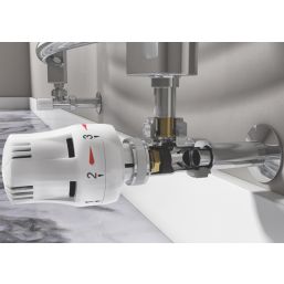 ETAL Shut-off 15mm x 1/2" White / Chrome Angled Modern Thermostatic ...