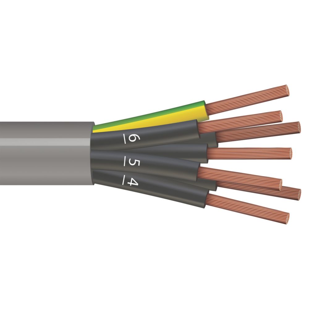 Time 7-Core YY Grey 1mm² Unscreened Control Cable 1m Coil - Screwfix
