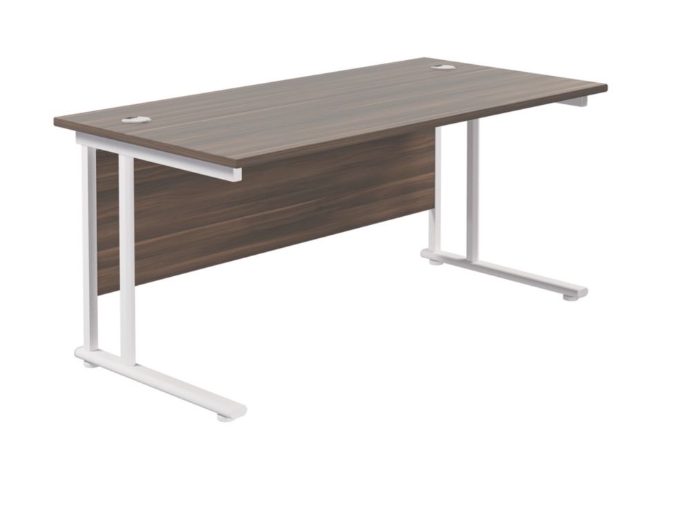TC Group Aztec Twin Upright Rectangular Office Desk Dark Walnut/White ...