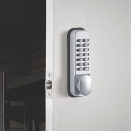 Smith & Locke Medium Duty Push-Button Lock 35mm Satin Silver - Screwfix