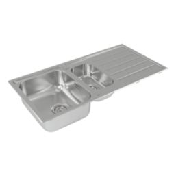 Carysil SD150 1.5 Bowl Stainless Steel Inset Kitchen Sink 1001mm x ...